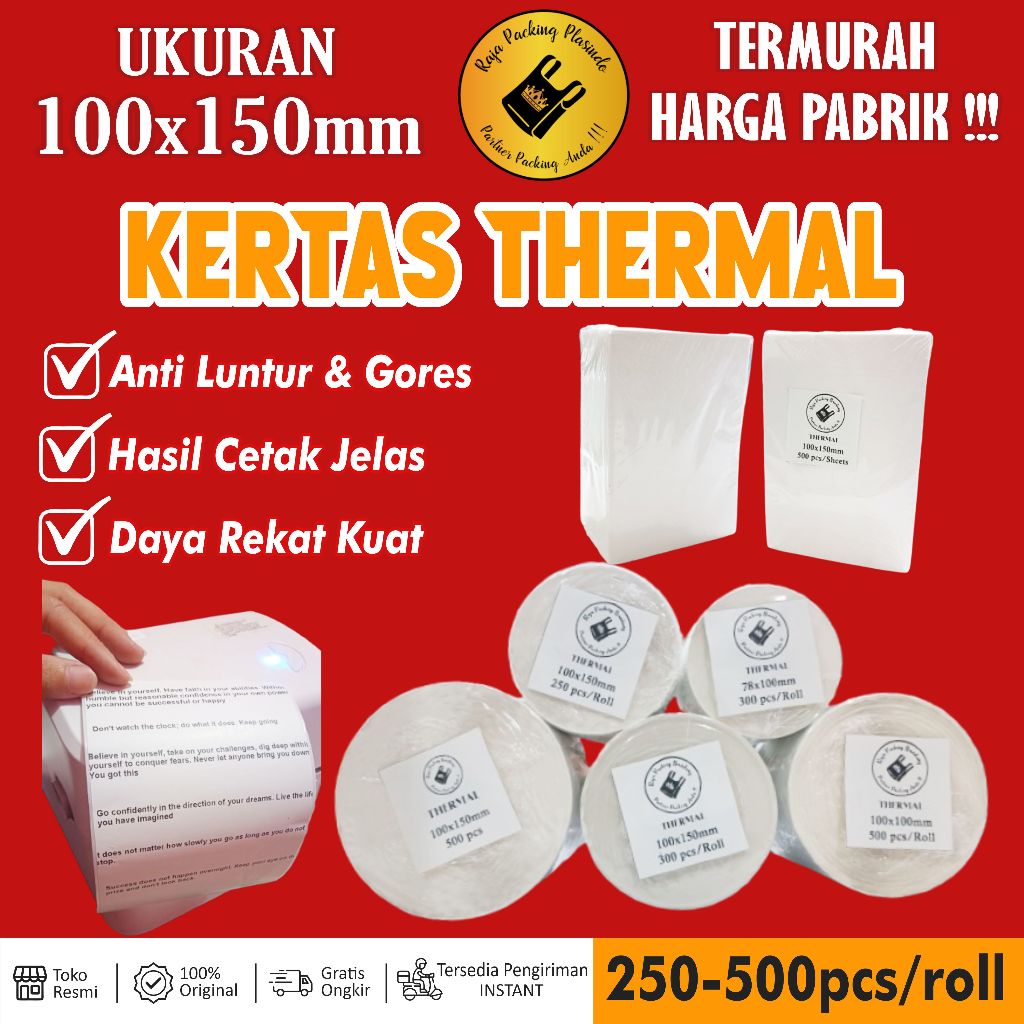 Jual Kertas Thermal 100x150 mm isi 250-500 lembar per Roll | Label Thermal | Kertas Printer ...