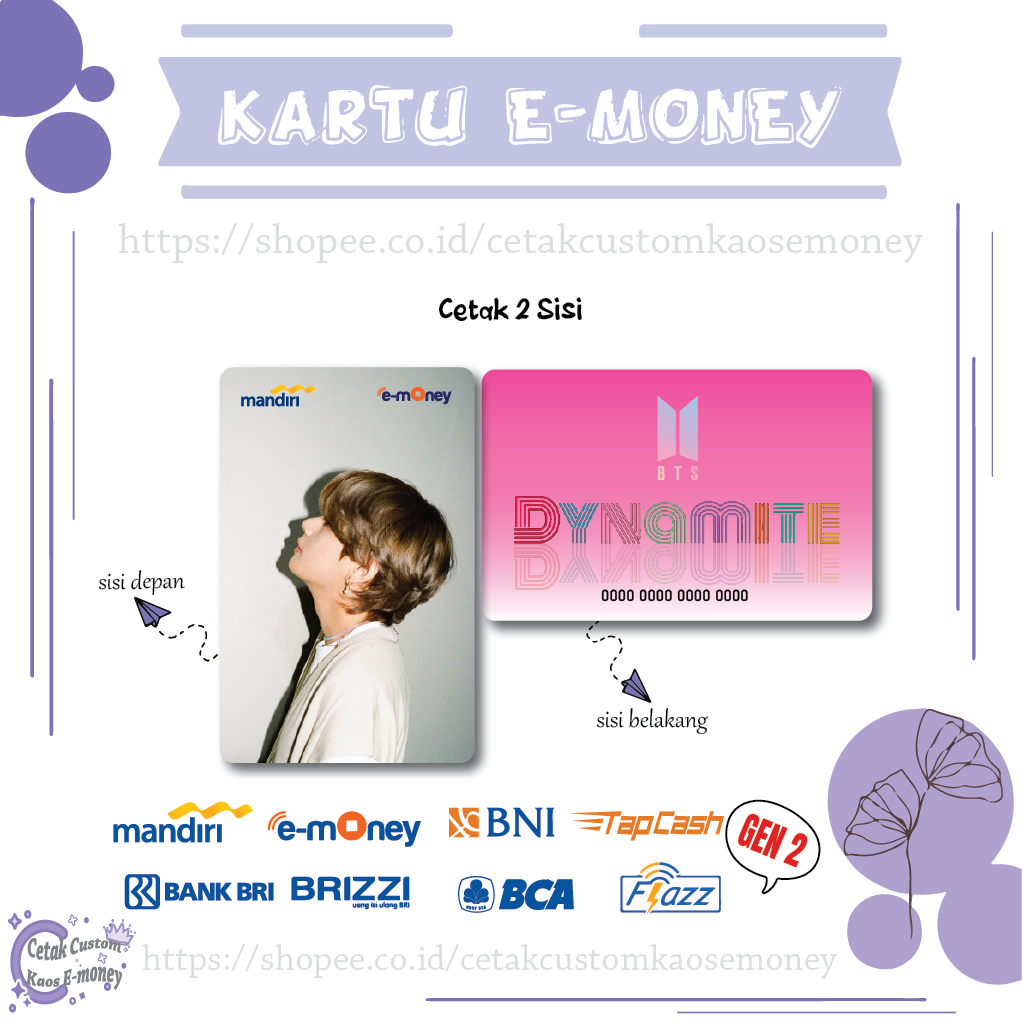 Jual KARTU EMONEY ETOLL KPOP BTS V DYNAMITE MANDIRI EMONEY BNI TAPCASH ...