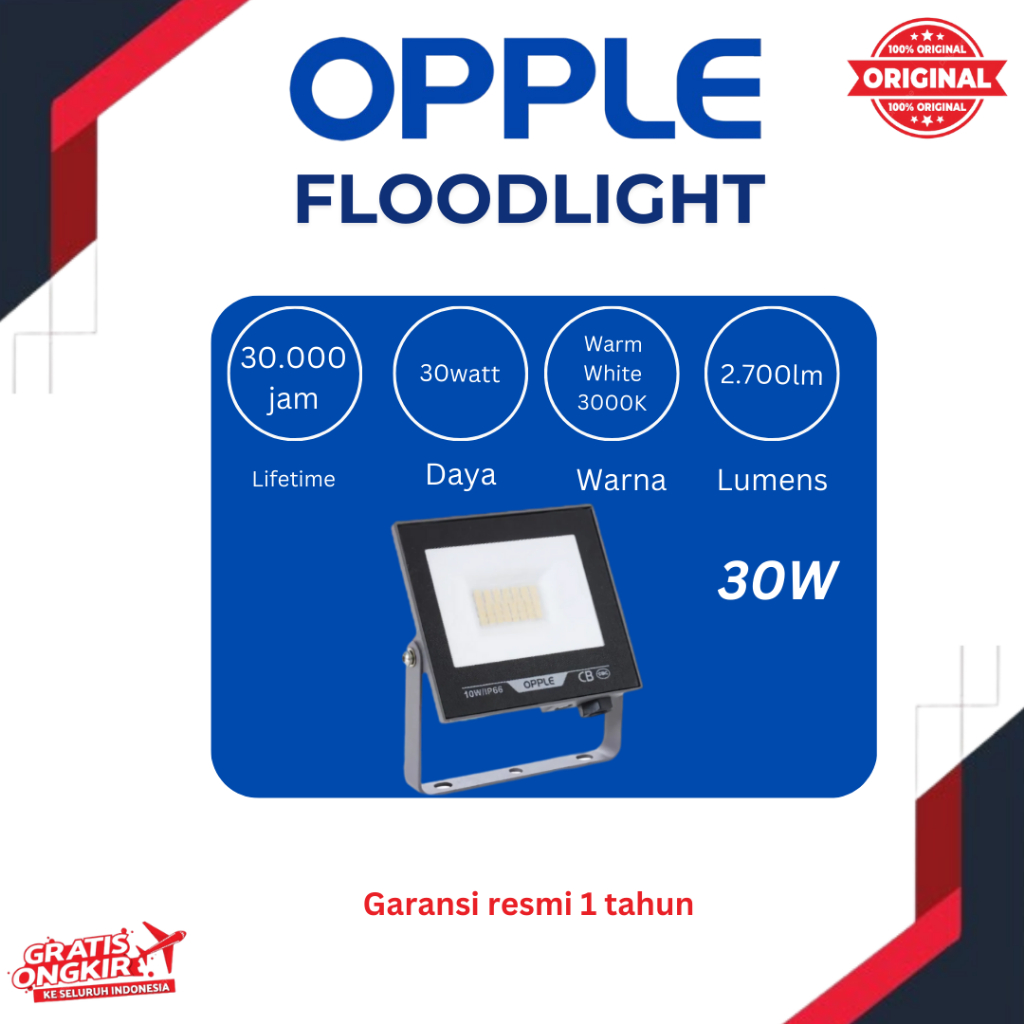 Jual Lampu LED Floodlight 30W 3000K EQ III Kuning ORIGINAL OPPLE | Shopee Indonesia