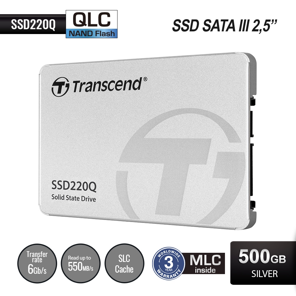 Jual Transcend SSD220Q SSD SATA3 SATA 2.5' QLC - 500GB | Shopee Indonesia