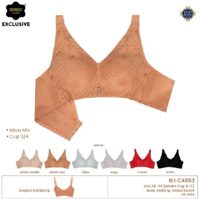 Jual Bra Sorex Exclusive CA063 Tanpa Kawat Busa Sedang Kait 4 Cup B-C | Shopee Indonesia