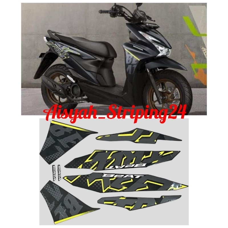 Jual STIKER STRIPING LIS BODY HONDA BEAT STREEAT 2023 2024 HITAM DOFF ...