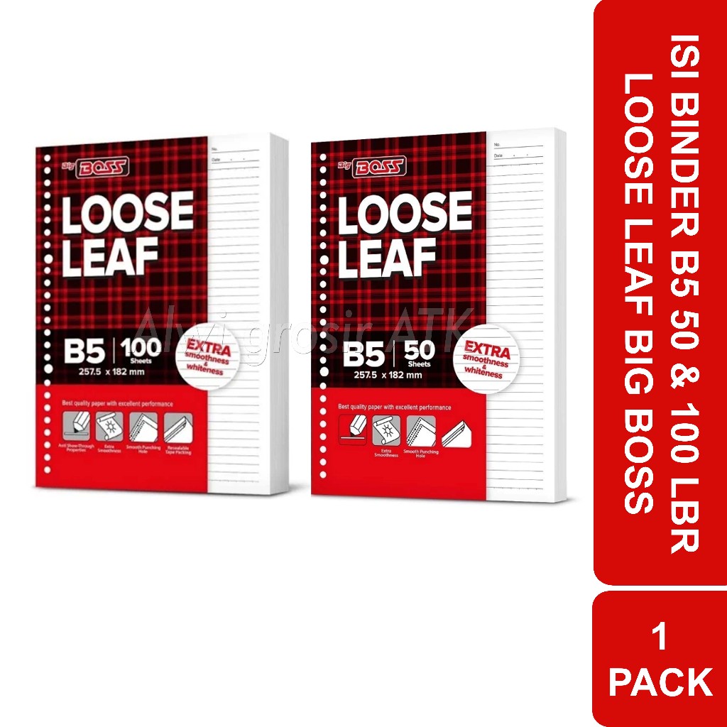 Jual Kertas Binder Ukuran B5 isi 50 & 100 Loose Leaf Big Boss | 1 Pack | Shopee Indonesia