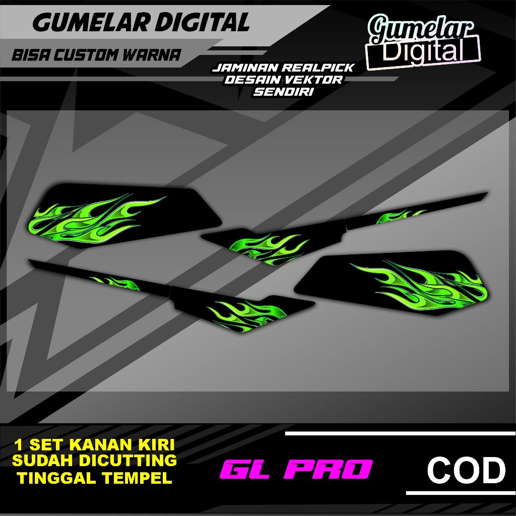 Jual STRIPPING SIMPEL HONDA GL PRO API LIVERY SSR HIJAU VIRAL SUDAH DI ...