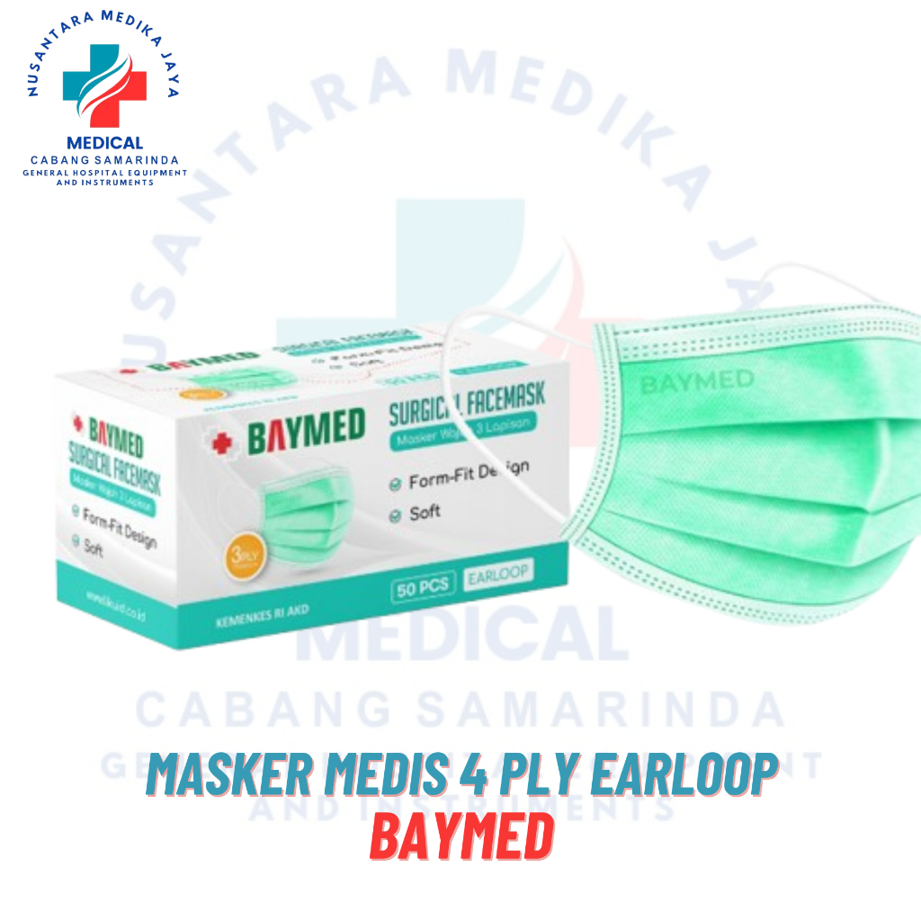 Jual Masker Medis Baymed Earloop 3 ply Masker Surgical 3ply Earloop ...