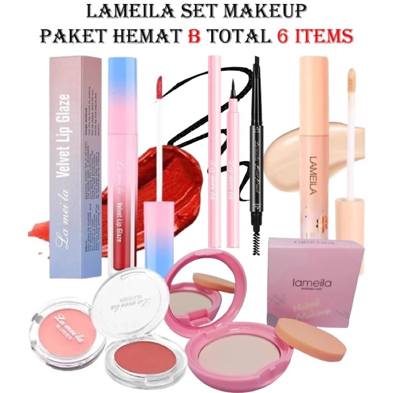 Jual set makeup paket kosmetik HEMAT B total 6 item : Bedak, Blush On ...