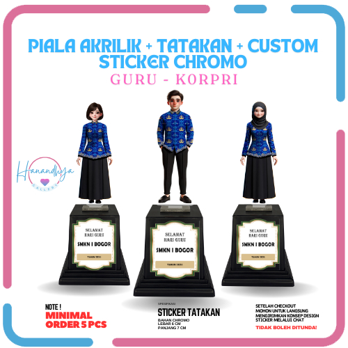Jual Custom Sticker Tatakan Piala Akrilik Guru / Korpri Sekolah ...