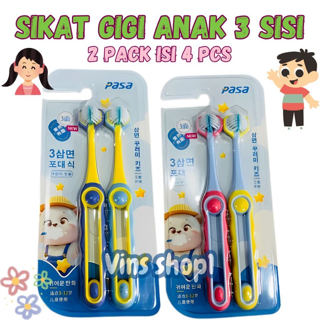 Jual PROMO 4 PCS Sikat Gigi Anak Anak 2 In 1 Toothbrush Toiletries Travel Kit Pembersih Gigi 3 ...