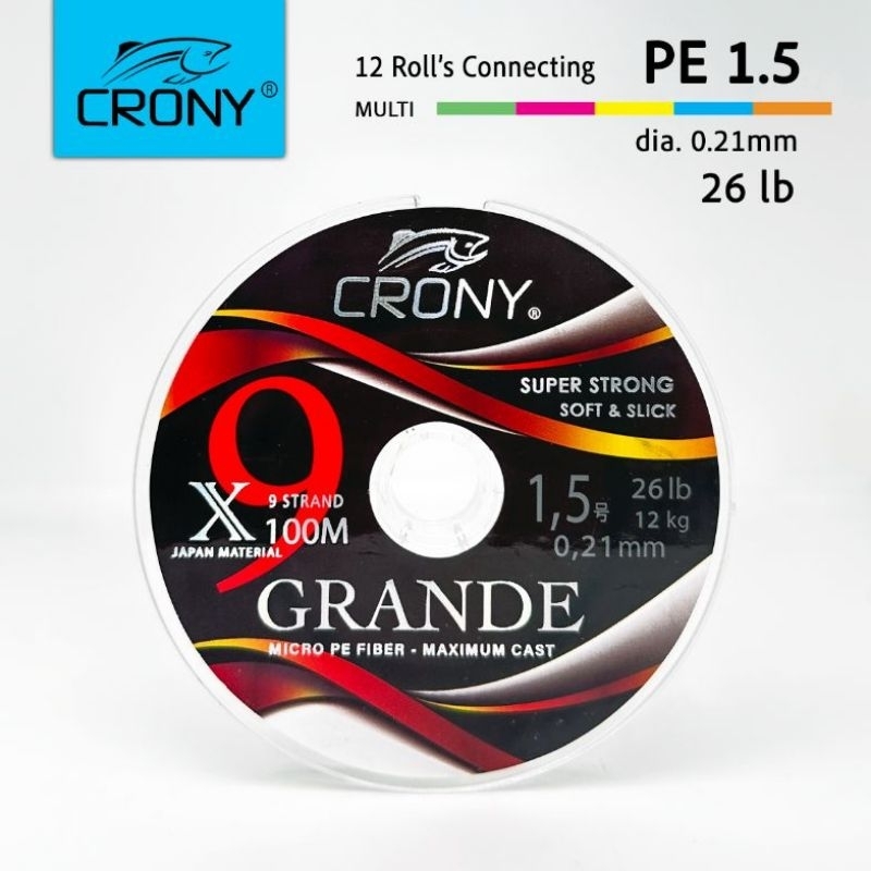 Jual Senar PE X9 CRONY GRANDE MULTICOLOR 100M connecting | Shopee Indonesia