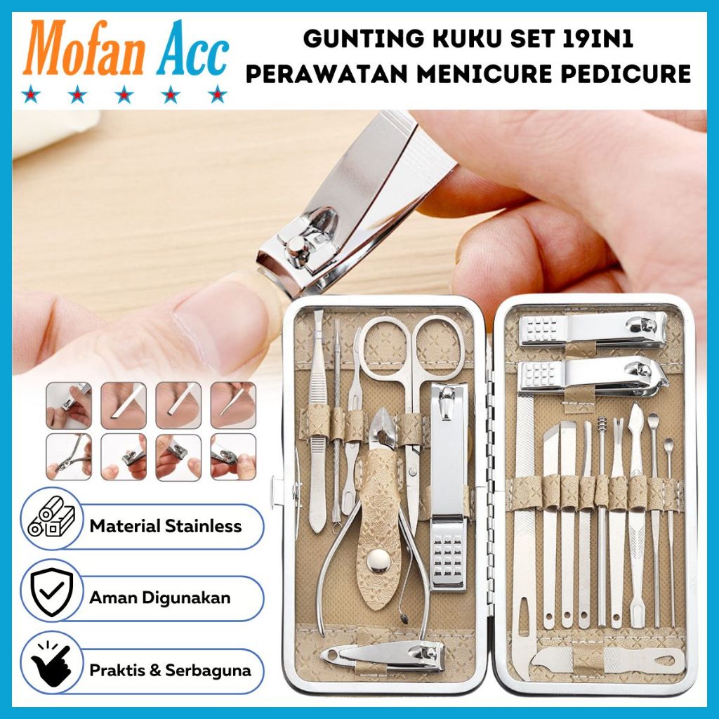 Jual Gunting Kuku Set 19in1 Stainless Steel / Nail Art Set Alat ...