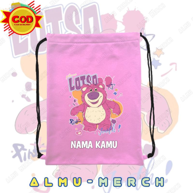 Jual Tas Serut Anak / Kantong Serut Anak Lotso Gambar Kartun | Shopee ...