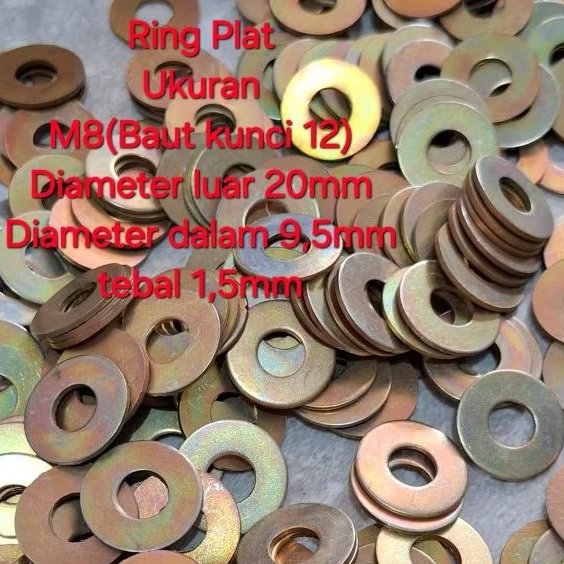 Jual Ring Plat M8(Baut Kunci 12) isi 50 & 100 Bahan Tebal | Shopee ...