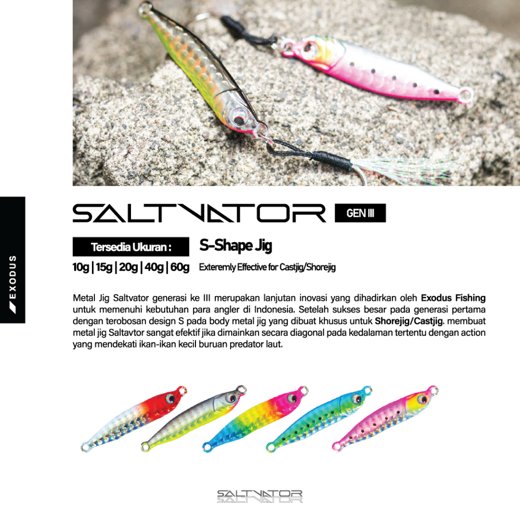 Jual Metal Jig Exodus Saltvator Gen III | S-Jig | 10g 15g 20g 40g 60g ...