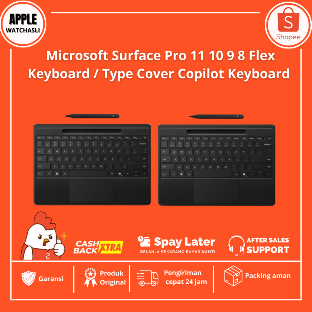 Jual Microsoft Surface Pro 11 10 9 8 Flex Keyboard / Type Cover Copilot ...