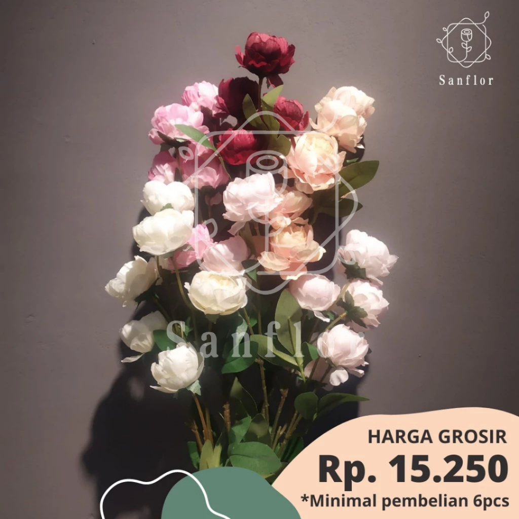 Jual BUNGA PEONY /BUNGA PEONY ARTIFICIAL/ DEKORASI PELAMINAN/ DEKOR ...