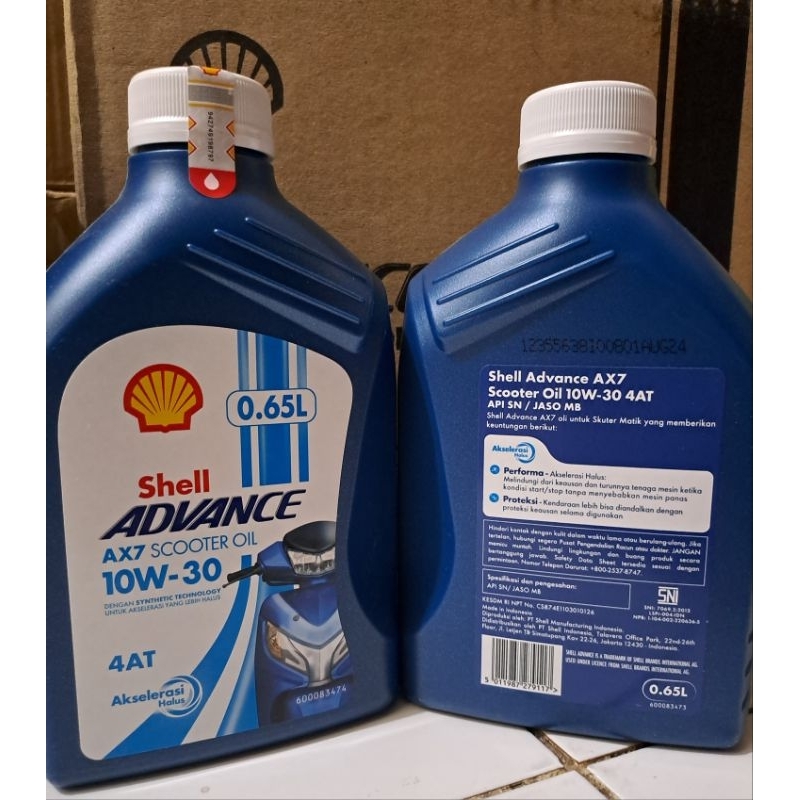 Jual OLI SHELL ADVANCE SCOOTER MATIC AX7 10W 30 0,65 L / 650 ML ...