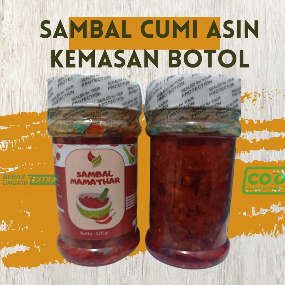 Jual Sambal Baby Cumi Kemasan Botol 120g / Sambal mamathar / Sambal ...