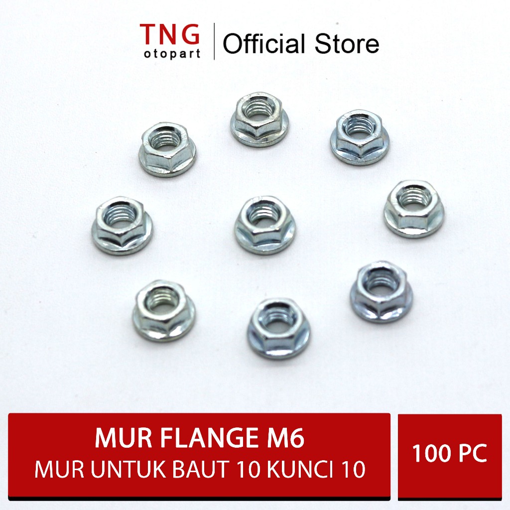 Jual mur flange m6 / mur untuk baut 10 kunci 10 putih | Shopee Indonesia