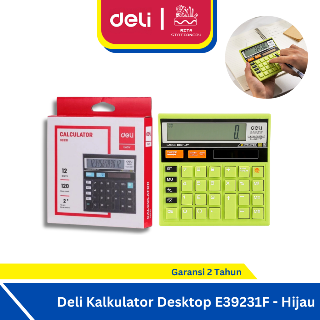 Jual Deli Dekstop Calculator / Kalkulator Meja Dual Power 12 Digit Garansi 2 Tahun - E39231F ...