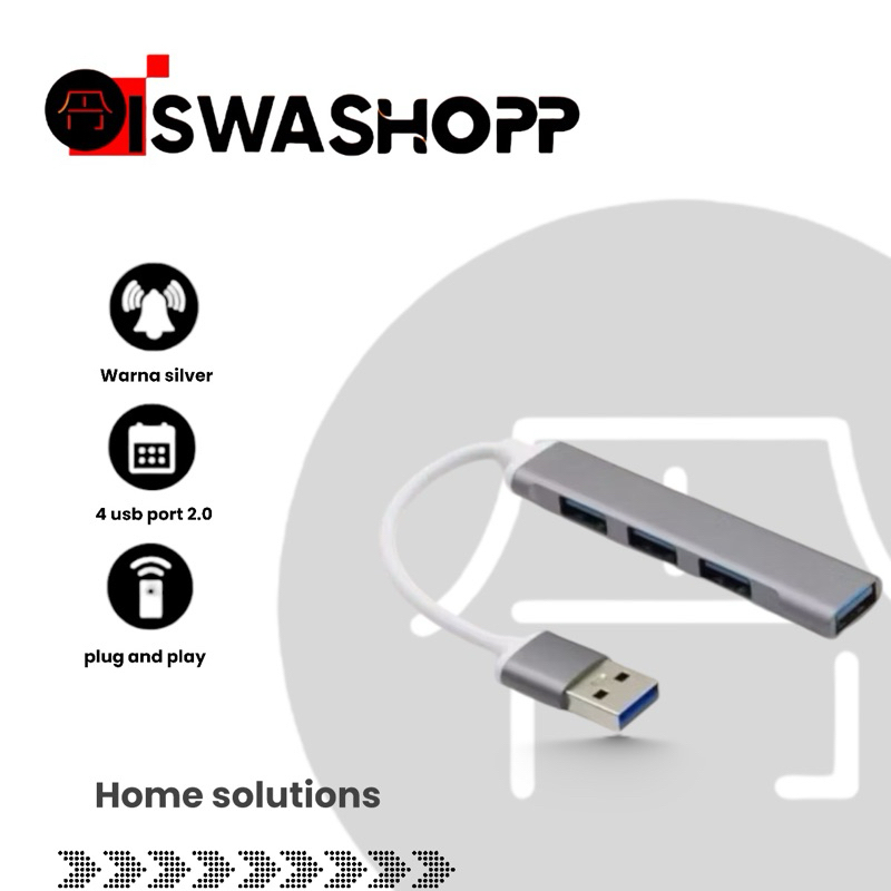 Jual Iswashopp - Converter USB HUB Colokan USB TO 4 USB Port - Silver ...