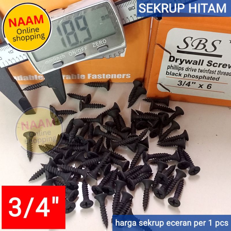 Jual (6x3/4") BAUT SKRUP 3/4 INCH - BAUT SEKRUP HITAM 3/4 IN - BAUT ...