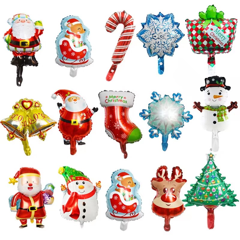 Jual Balon Karakter Mini Foil Santa Claus Pohon Natal Kaos Kaki Snowman ...