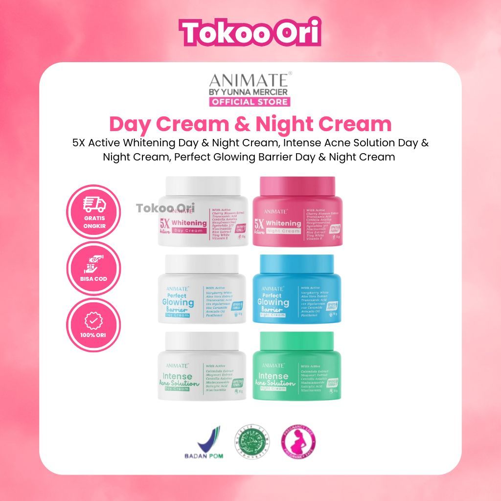 Jual Animate Day Cream Pemutih Wajah Glowing Krim Siang Acne Whitening ...