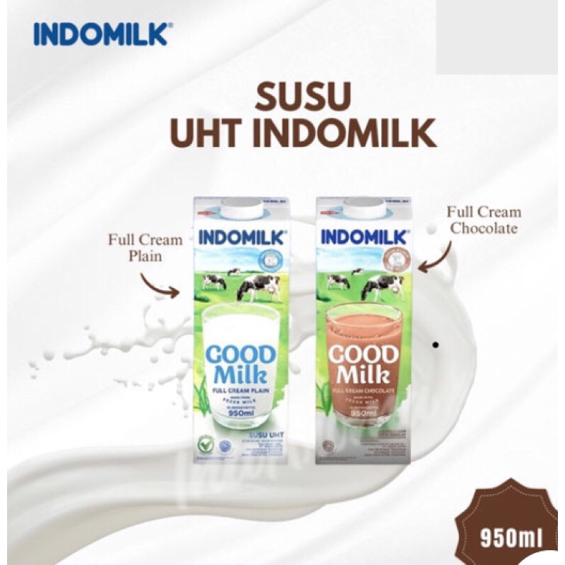 Jual Susu Indomilk food milk susu cair UHT full cream plain | Full cream chocolate | Shopee ...