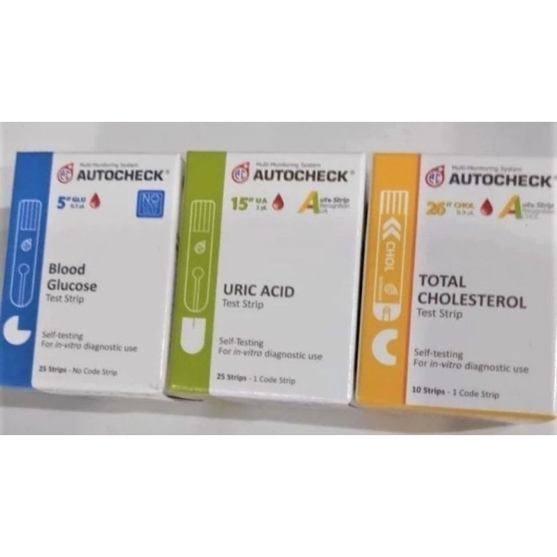 Jual Strip Autocheck ( Glucose Cholesterol Uric Acid ) | Shopee Indonesia