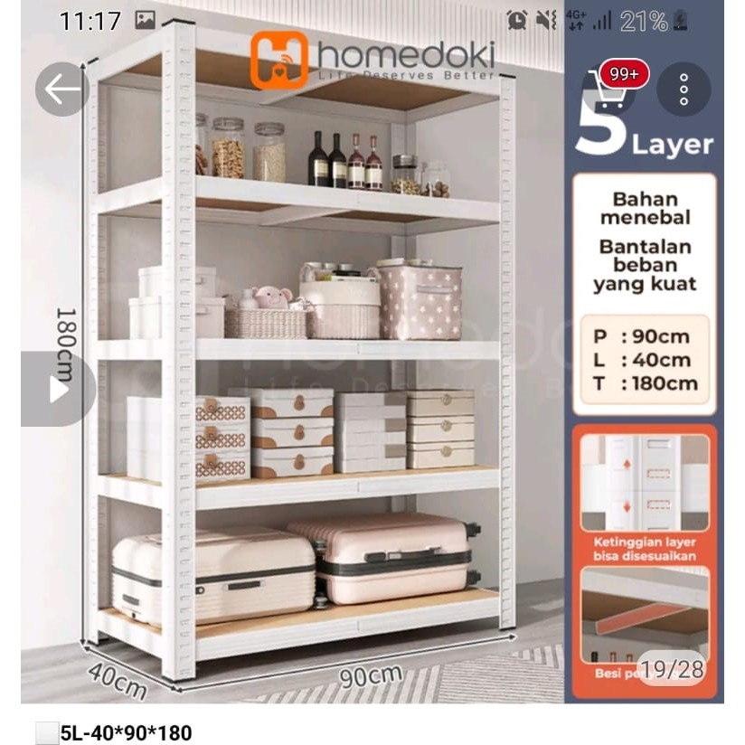 Jual PRELOVED LEMARI RAKIT 5 TINGKAT HOMEDOKI WARNA PUTIH | Shopee ...