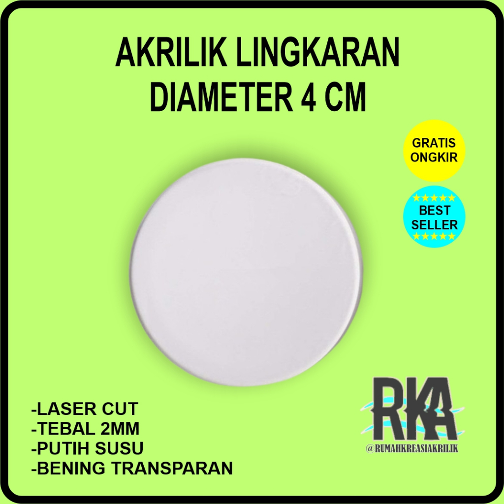 Jual AKRILIK SHAPE LINGKARAN BULAT DIAMETER 4 CM TEBAL 2MM 3MM 5MM BISA ...
