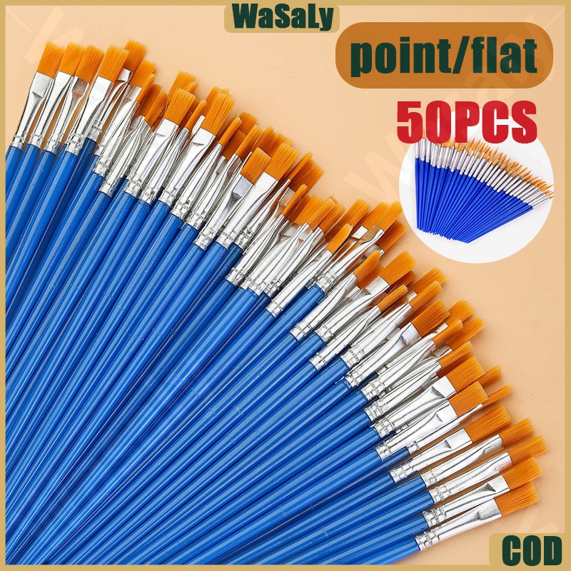 Jual 50pcs Sikat Kuas Lukis Set Paintbrush Akrilik Bulu Nilon Artist ...
