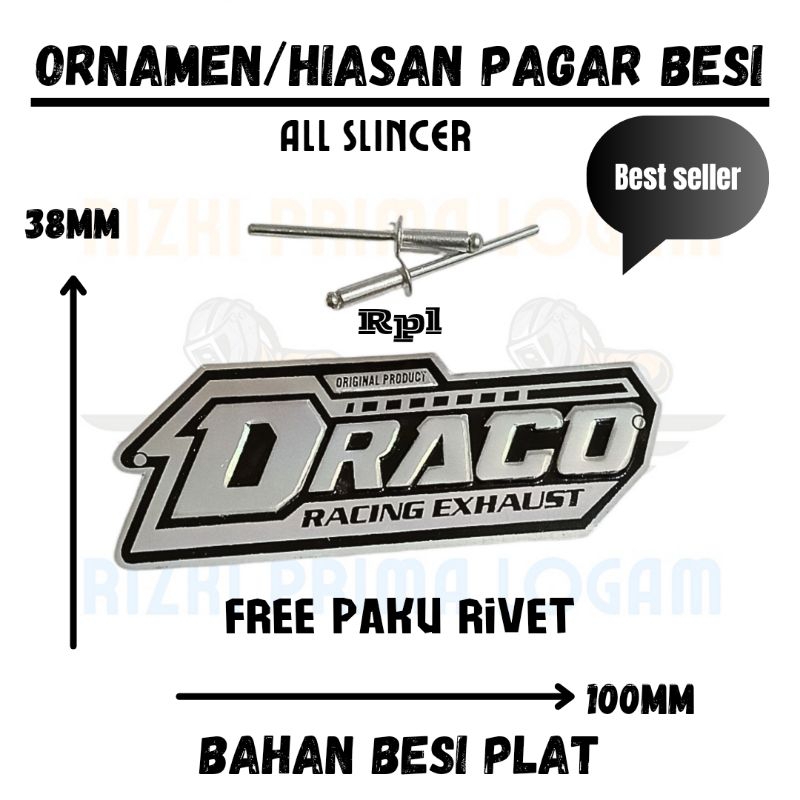 Jual Emblem knalpot Timbul merek DRACO free paku rivet | Shopee Indonesia