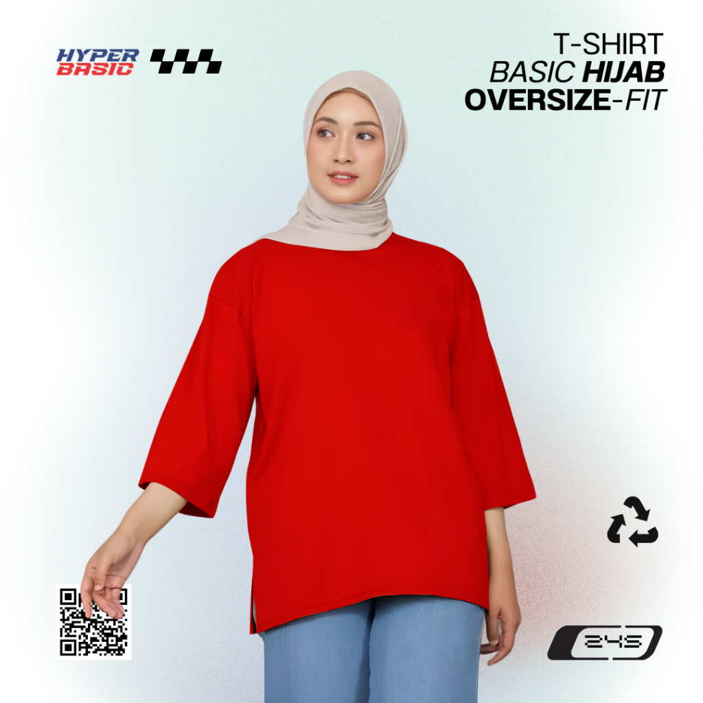 Jual 𝐇𝐲𝐩𝐞𝐫𝐛𝐚𝐬𝐢𝐜 Baju Kaos Polos Oversize Hijab Wanita Warna Merah Cabe ...