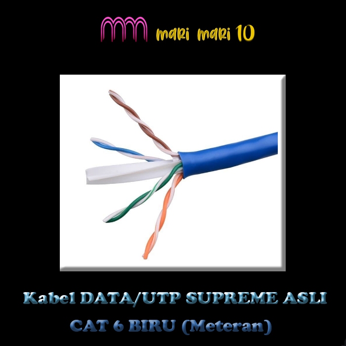 Jual kabel data utp lan jaringan supreme CAT 6 biru 10 meter SIAP PAKAI ...