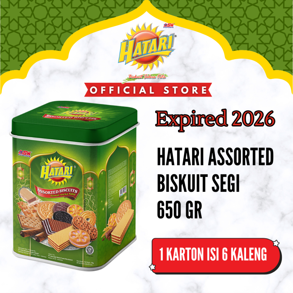 Jual Hatari Assorted Biscuits Segi 650 gr ( 6 Pcs ) - Karton | Shopee ...