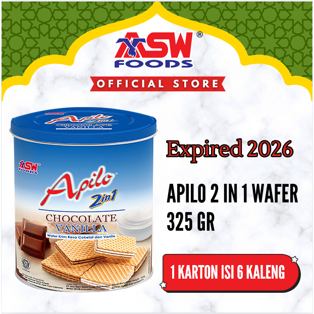 Jual Apilo Wafer 2 in 1 Chocolate & Vanilla 290 gr ( 6 Pcs ) - Karton ...
