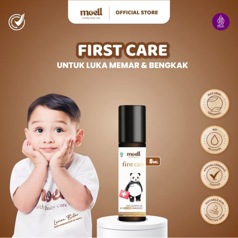 Jual MOELL Essential Oil FIRTS CARE untuk MENRINGANKAN Luka Memar dan ...