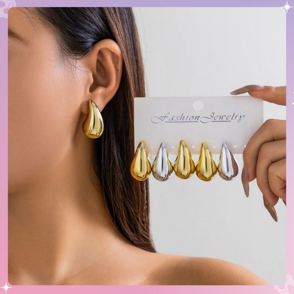 Jual VOS-AN Anting berongga tetesan air baja tahan karat anting ...