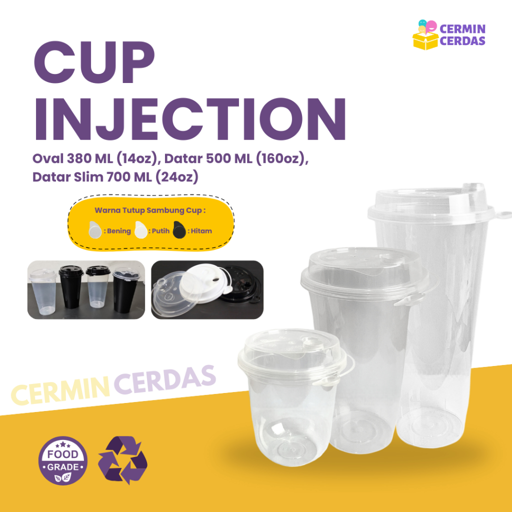 Jual Gelas Plastik Thinwall PET Plastic Cup Bening Oval Datar PP ...