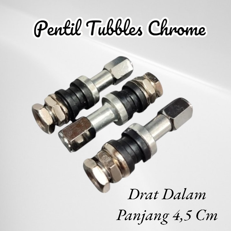 Jual Pentil Ban Tubles Chrome Besi Panjang Drat Dalam | Tutup Plastik ...