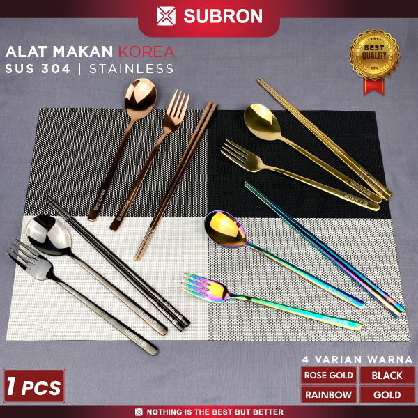 Jual SUBRON SUS 304 Sendok Garpu Sumpit Makan Korea Stainless Warna ...