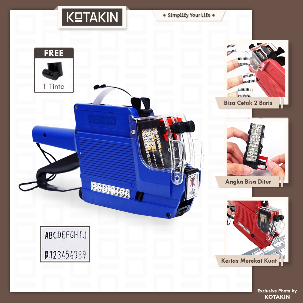 Jual KOTAKIN Alat Label Harga 1 2 Baris 10 Digit Mesin Cetak Stiker ...
