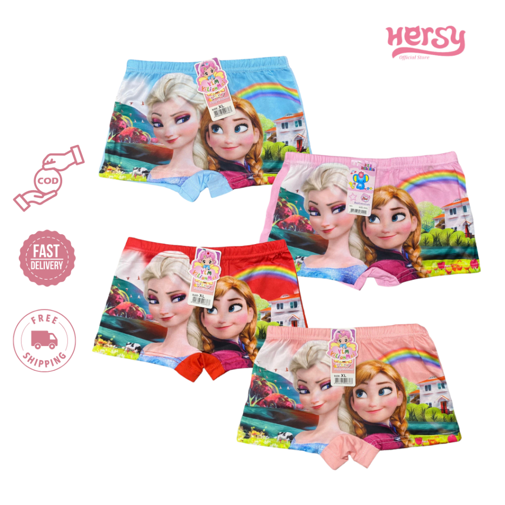Jual HERSY- Boxer Celana Pendek Anak Unisex Bahan katun Motif Elsa Anna ...