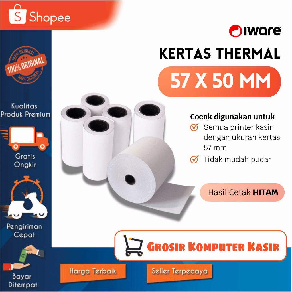 Jual KERTAS STRUK THERMAL IWARE 57X50 | Shopee Indonesia