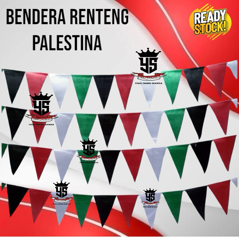 Jual Bendera renteng segitiga palestina panjang real 5 meter | Shopee ...