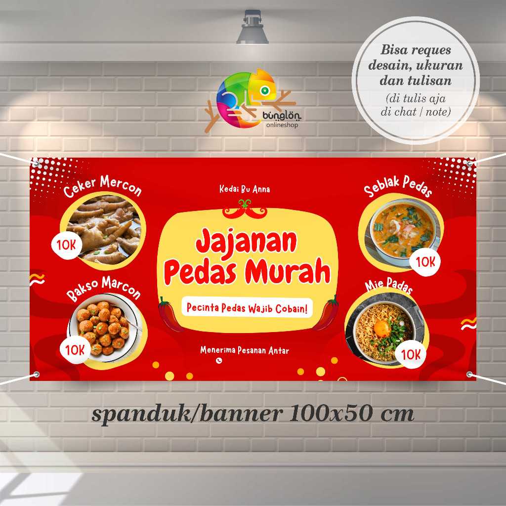 Jual Cetak Spanduk Banner Jajanan Pedas Murah | Shopee Indonesia