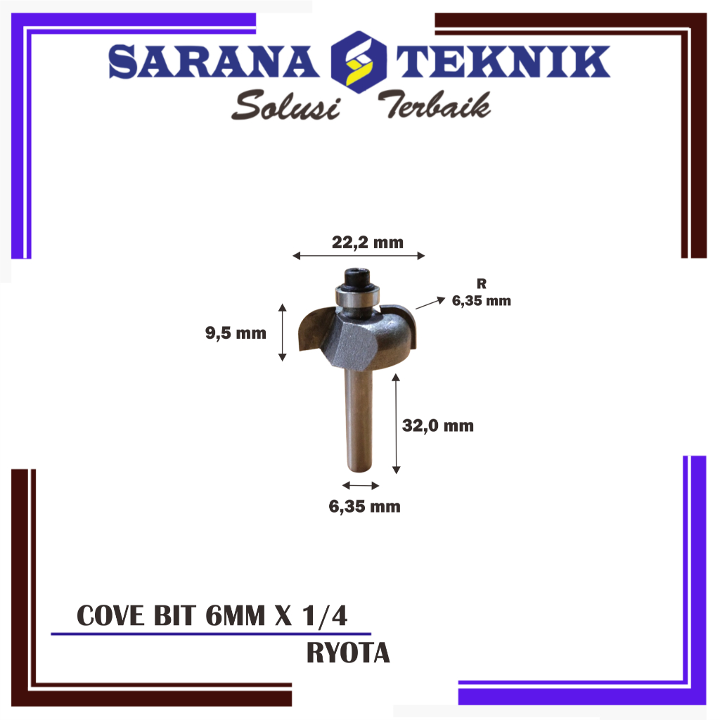 Jual Mata Router / Profil Cove bit 6 mm Ryota | Shopee Indonesia