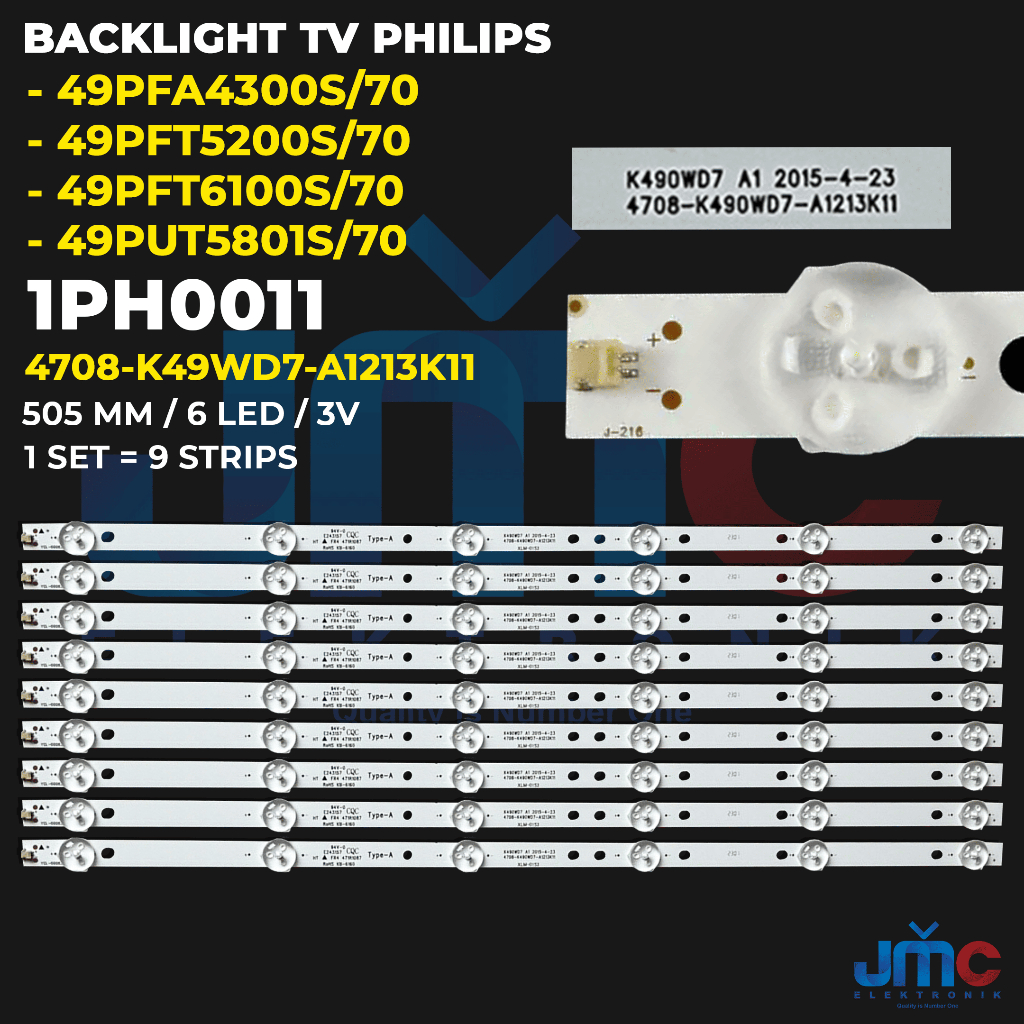 Jual BACKLIGHT TV PHILIPS 49PFA4300S/70 49PUT5801S/70 49PFT5200S/70 ...