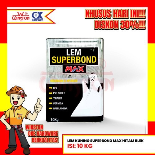 Jual LEM KUNING HPL TRIPLEK PVC SUPERBOND MAX HITAM BLEK 10 KG TERLARIS ...